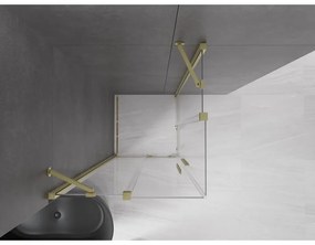 Mexen Velar Duo, sprchový kout s posuvnými dveřmi 100(dveře) x 100(dveře) cm, 8mm čiré sklo, zlatý matný profil, 871-100-100-02-55