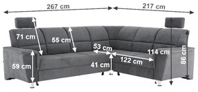 Kondela Rozkládací sedací souprava, šedá látka, pravá, SANTIAGO