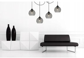 Závěsné svítidlo Crystal Spider, 4x černé křišťálové stínítko