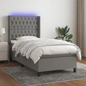 vidaXL Box spring postel s matrací a LED 80 x 200 cm textil [3138515] Barva: Tmavě šedá