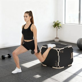 SPORTNOW 3-v-1 Plyo-box, skákací box s otvory pro uchopení, pro domácí fitness a venkovní cvičení, 3 výšky skoku, dřevo, Černá