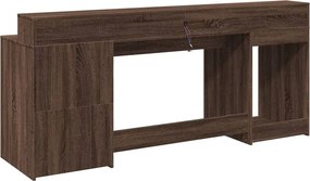 Psací stůl s LED světly hnědý dub 200x55x91 cm kompozitní dřevo 3309444