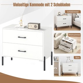 Costway Sada 2 zásuvkových komod moderního dřevěného nočního stolku s kovovými