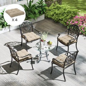 Souprava 4 zahradních polštářů Outsunny, prošívané venkovní polštáře, 10 cm výplň s vázáním, rozměr 48Š x 48H cm, Khaki