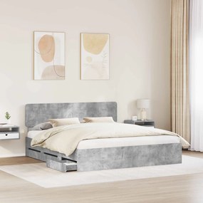 Rám postele s čelo Betonově Šedá 180 x 200 cm Dřevěný materiál 3412160