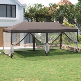 Fionshop 262826603 Skládací party stan s bočními stěnami taupe 3 x 6 m