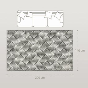 HOMCOM Koberec do obývacího pokoje 200 x 140 cm s krátkým vlasem, praní v pračce, hypoalergenní, do obývacího pokoje, ložnice, kanceláře, světle šedý