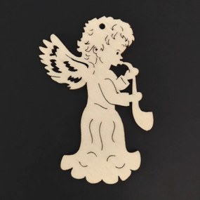 AMADEA Dřevěná ozdoba anděl se saxofonem 8 cm