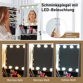 Costway 360° Otočná skříňka na šperky Volně stojící organizér na šperky