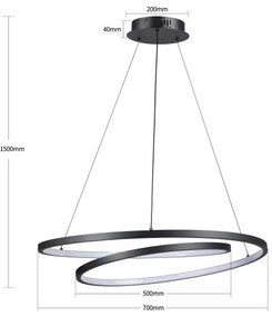 Brilagi-LED Stmívatelný lustr na lanku TWISTER LED/75W/230V pr. 70 cm černá +DO