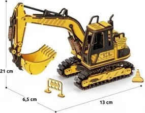 RoboTime dřevěné 3D puzzle Bagr / od 8 let / 395 dílků / Obtížnost: st