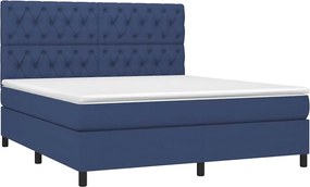 Box spring postel s matrací a LED modrá 160x200 cm textil 3135131