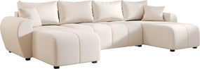 Rozkládací sedací souprava do U SEVIO 311x145 cm, krémová + 2 polštářky ZDARMA