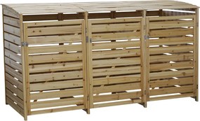 Dřevěný box na tři odpadkové koše, přírodní, BRUDO TYP 2