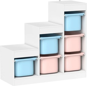 AIYAPLAY Dětský úložný box na hračky se 6 vyjímatelnými boxy, 3 patra, 96 x 38,5 x 90 cm, vícebarevný