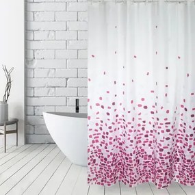 MSV MALTA sprchový závěs motiv růžový bílý / 180 x 200 cm / polyester