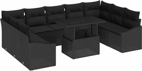 Set pohovek 10 ks Černá polyratan 3349069