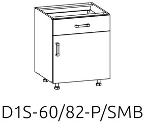 D1S-60/82 dolní skříňka s zásuvkou P/S - L/S kuchyně Edan Barva korpusu skříněk: Bílá alpská, Zvolte barvu dvířek: Černá mat