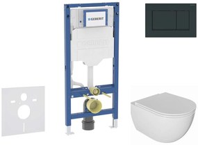 Geberit Duofix - Set předstěnové instalace, klozetu Oudee a sedátka softclose, tlačítko Sigma20, černá lesk/černá mat SANI11CA5130B