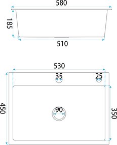 Rea Liam, ocelový kuchyňský dřez 580x450x185 mm, měděná matná, ZLE-06050
