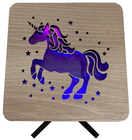Li-Go "Jednorožec barevný" lampa 19x19cm provedení povrchu: dub světlý