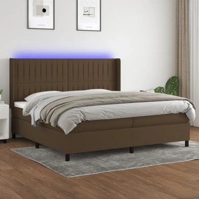 Box spring postel s matrací a LED tmavě hnědá 200x200 cm textil,  3138504 HangarStore.cz