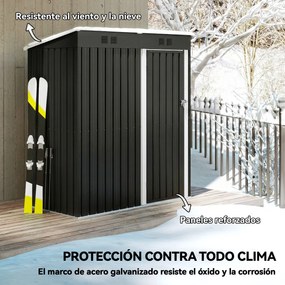 Outsunny venkovní pozinkovaný zahradní domek 1,37 m², 163 x 90 x 179 cm (šířka x hloubka x výška) – uzamykatelné dveře, větrací otvory, úložný prosto…