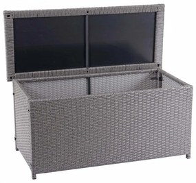 Polyratanový zahradní úložný box HWC-D88 - základní šedá, 63x135x52cm 320l