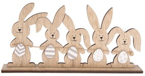 Dřevěná dekorace Velikonoční zajíčci hnědá, 10,5 x 22 x 3,5 cm