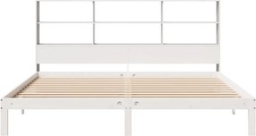 Postel s knihovnou bez matrace bílá 180x200 cm masivní borovice 3322569
