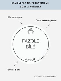 FAZOLE BÍLÉ – bílá samolepka na dózu, základní písmo, 5 cm | DomaLEP