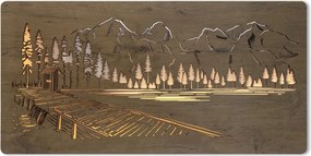 Li-Go "Pod vrcholy hor" světelný obraz 230V 120x60 cm provedení povrchu: dub světlý