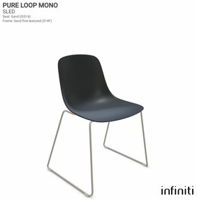 Židle Pure Loop Mono Sled Barva kovové konstrukce: Embossed sand S514, Barva sedáku a opěradla z recyklovaného plastu: Coal black IR8022