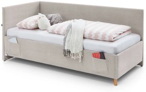 Dětská postel loop 120 x 200 cm s bočnicí a úložným prostorem béžová MUZZA