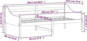 vidaXL Válenda 90 x 200 cm masivní borové dřevo [842830] Barva: Bílá