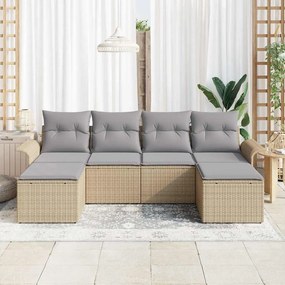 Sada zahradních pohovek 6 ks Béžová polyratan 3354139