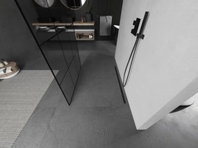 Mexen Kioto, sprchová zástěna Walk-In 100 x 200 cm, 8mm čiré sklo černý vzor, ​​grafitový profil, 800-100-002-95-77