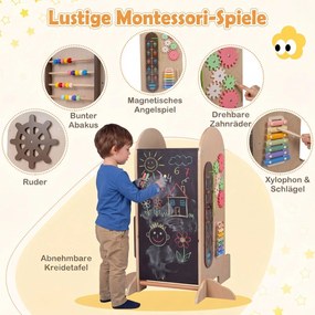 Costway 4 v 1 Dětská výuková věž se skluzavkou Montessori žebřík s křídovou