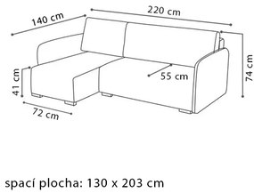 Sedací souprava COMA | 140x220 cm | LEVÁ | rozkládací + úložný prostor | VÝBĚR TKANIN