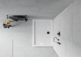 Mexen SLIM - Obdélníková sprchová vanička 110x80x5cm + černý sifon, bílá, 40108011B