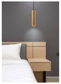 Černé závěsné svítidlo s dřevěným stínidlem ø 7 cm Tubo – Candellux Lighting