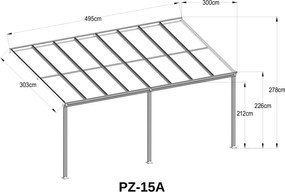 Hliníková pergola BestBerg PZ-15A / 15 m² / šedá
