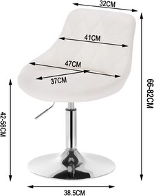 WOLTU Otočná židle, bílá, výškově nastavitelná, s opěrkou