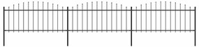 Zahradní plot s kopím nahoře ocelový 504 x 75 cm černý 277705
