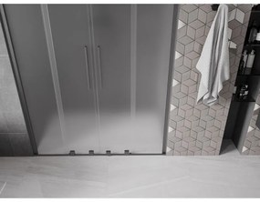 Mexen Velar Duo, posuvné sprchové dveře do otvoru 160 cm, 8mm sklo námraza, grafit broušený, 871-160-000-32-66
