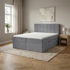 Manželská postel dvoulůžko BOXSPRING | čelo SOFT | 160x200 | alfa 19 šedá studená