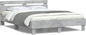 Rám postele s čelem a LED osvětlením betonově šedý 140 x 190 cm 3207563