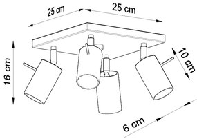 Sollux Stropní/nástěnné svítidlo RING 4 ø 8 cm, čtvercové Barva: Chrom