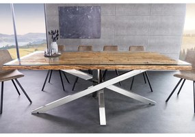 Massive home | Jídelní stůl BARRACUDA 220 CM sklo/masiv teak