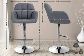 Barová židle Natoma umělá kůže chromovaná konstrukce – šedá